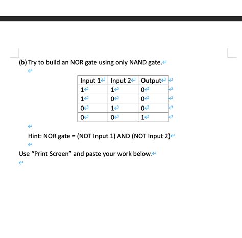 Solved B Try To Build An NOR Gate Using Only NAND Gate Chegg Com