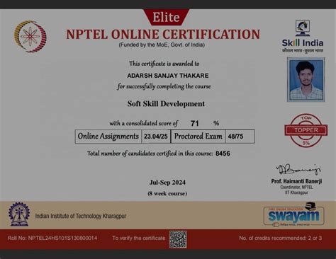 Adarsh Thakare On Linkedin Learningneverstops Softskills Elitecertificate Top5percent