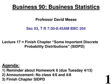 Ppt Business 90 Business Statistics Professor David Mease Sec 0 3