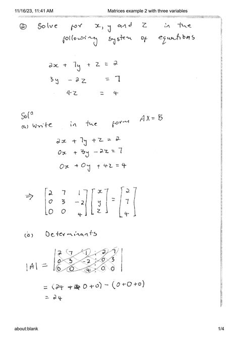 SOLUTION Matrices Example 2 With Three Variables Studypool