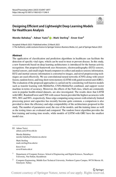 Designing Efficient And Lightweight Deep Learning Models For Healthcare Analysis Request Pdf