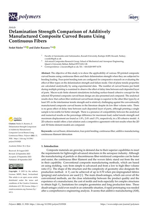 Pdf Delamination Strength Comparison Of Additively Manufactured Composite Curved Beams Using