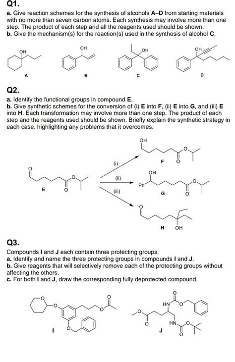 Solved Q1 A Give Reaction Schemes For The Synthesis Of