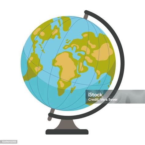 플랫 스타일에 서 있는 세계 지구본 세계 행성 지구는 아이콘 벡터 그림을 분리했습니다 학교 지구 지도 대륙과 해양 모델 구 지구본에 대한 스톡 벡터 아트 및 기타 이미지