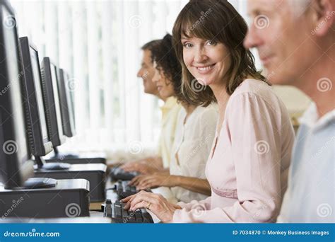 Adult Babes In A Computer Lab Stock Photo Image Of Background Looking