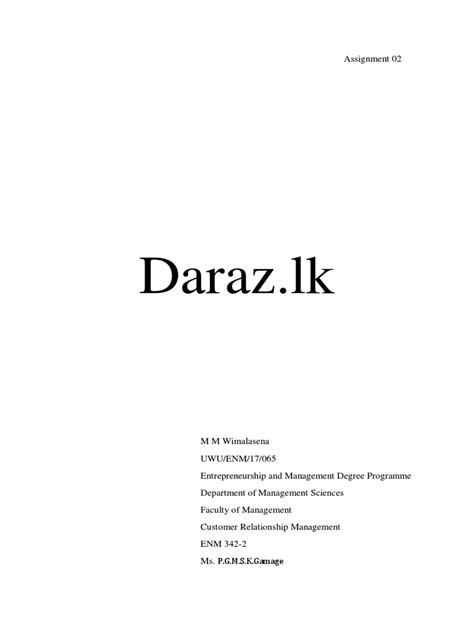 Daraz Lk Assignment 02 Pdf Sales Customer Relationship Management