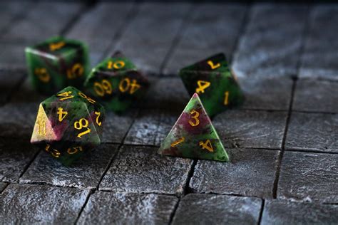 Gemstone Zoisite Polyhedral Polyhedral Dice With Box Dnd Etsy