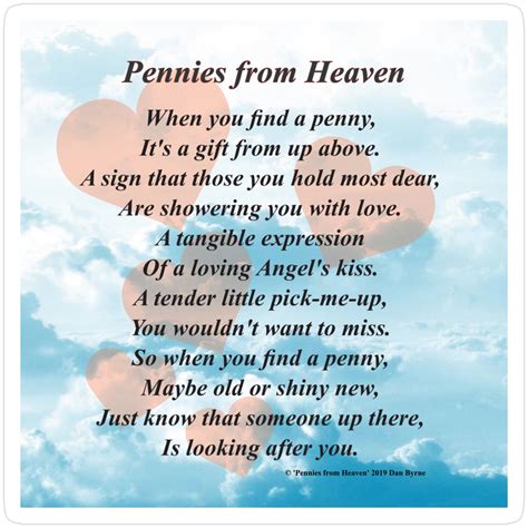 Pennies From Heaven Uplifting Poem Sticker Inspirational Poem About