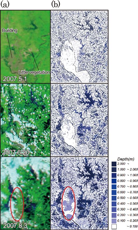 shows the flood simulation results the model results of the extent of