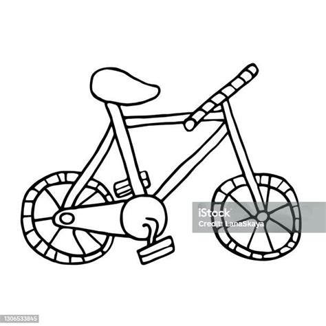 자전거 귀여운 벡터 손 그린 낙서 흰색 배경에 격리 된 검정색 교통수단에 대한 스톡 벡터 아트 및 기타 이미지 교통수단 낙서 드로잉 낙서 패턴 Istock