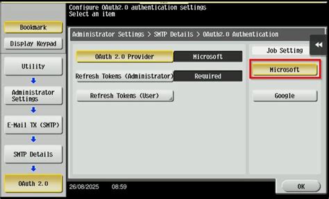 How To Setup Scan To Email Via Oauth 20 For Microsoft Konica