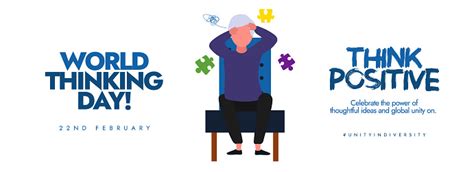 세계 사고의 날 2025년 2월 22일 단색 흰색 배경의 세계 사고의 날 소셜 미디어 배너는 흩어져 있는 퍼즐이나 세계 사고의 날 긍정적으로 생각하기와 같은 단어를 들고