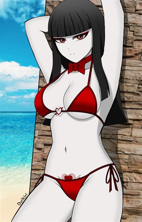 Rule 34 Beach Bikini Black Hair Bow Tie Breasts Brown Eyes Crossheart