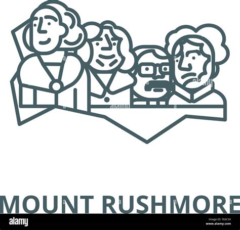 Usa Presidents Mount Rushmore Vector Line Icon Linear Concept Outline Sign Symbol Stock