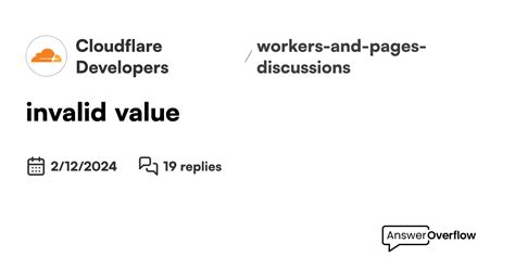 Invalid Value Cloudflare Developers