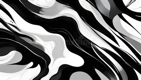 Black And White Abstract Wallpaper Design Featuring Monochrome Fluidity With High Contrast And