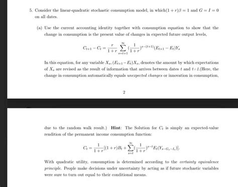 Solved 5 Consider The Linear Quadratic Stochastic