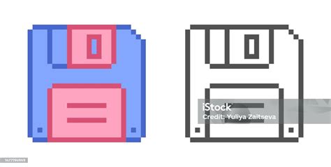 레트로 35 인치 플로피 디스크 아이콘입니다 픽셀 스타일의 벡터 그림 0명에 대한 스톡 벡터 아트 및 기타 이미지 0명