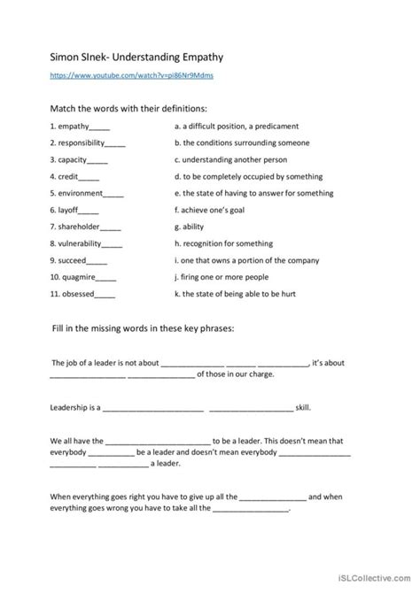 Simon Sinek Understandin English Esl Worksheets Pdf And Doc