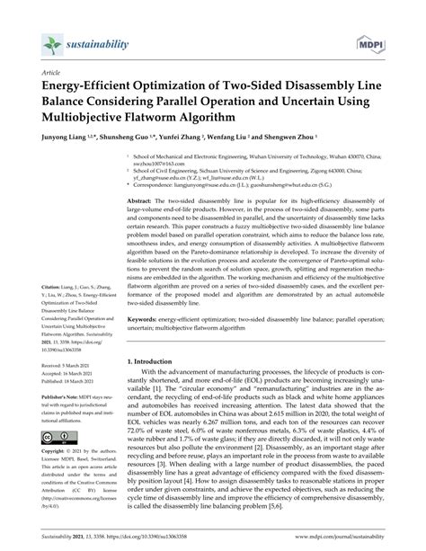 Pdf Energy Efficient Optimization Of Two Sided Disassembly Line