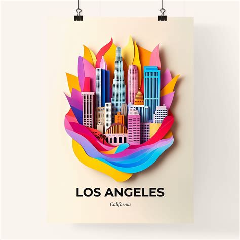 Vivid Los Angeles California Art Print City Scene Paper Cut Art