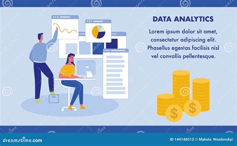 Data Analytics Statistics Web Banner Template Stock Vector Illustration Of Data Finance