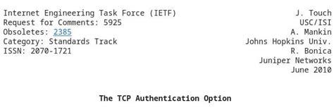 Tcp Authentication Option Tcp Ao Support Nears For The Linux Kernel