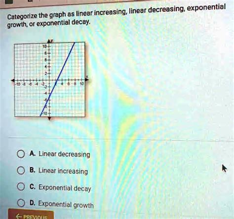 Solved The Graph As Linear Increasing Linear Decreasing Exponential Categorize Growth Or