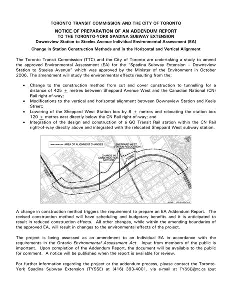 NOTICE OF PREPARATION OF AN ADDENDUM REPORT