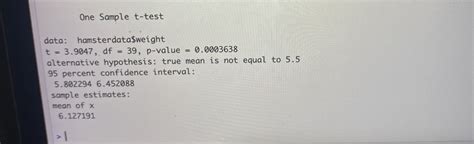 Solved One Sample T Test Data Hamsterdata Weight