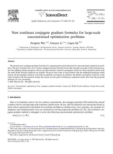 pdf new nonlinear conjugate gradient formulas for large scale unconstrained optimization