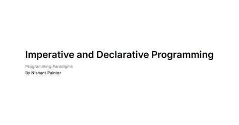 programming paradigms imperative and declarative programming