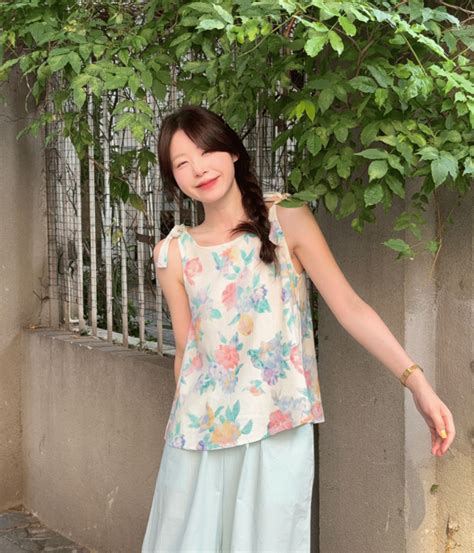 반하니 데아스 ️ 블라우스 롱팬츠set 플라워 리본 민소매 블라우스 바스락 와이드 밴딩 롱 팬츠 투피스 세트 2color