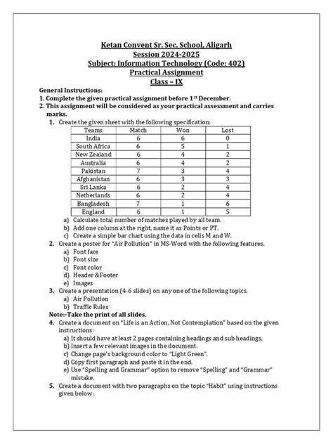 It Assignment Class Ix Pdf Microsoft Word Text