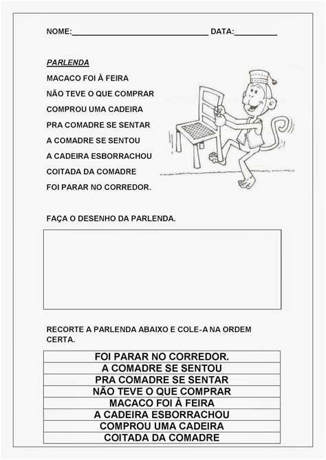 Atividades De Alfabetização Atividades Com Parlendas