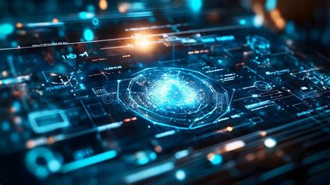 Futuristic Digital Interface With Glowing Blue Holographic Elements Data Visualization And