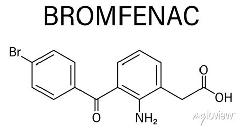 Skeletal Formula Of Bromfenac Nsaid Eye Drop Drug Molecule Wall Mural • Murals Vector