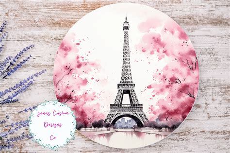 Sublimation Round Door Hanger Design Png Eiffel Tower Etsy