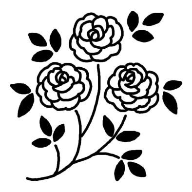 バラ3バラ薔薇花無料【白黒イラスト素材】