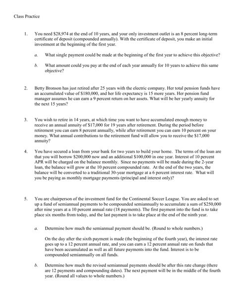 Financial Math Practice Problems Annuities Mortgages Interest