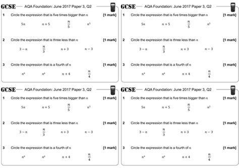 Algebra Notation Gcse Questions Foundation Aqa Teaching Resources