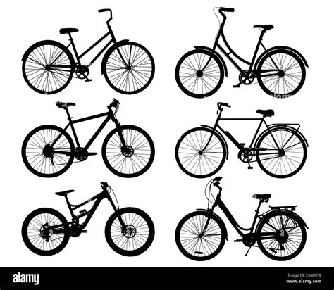 Vector Bicycle Silhouette Set Isolated On White Background Collection