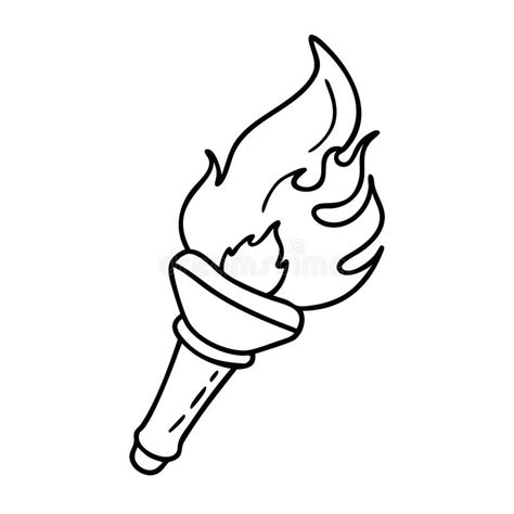 Hand Drawn Torch Flame Vector Symbolizing Light And Freedom Illustration Stock Illustration