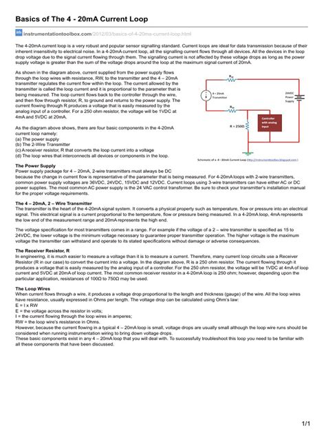 Basic Of 4 20ma Current Loop Pdf Voltage Resistor