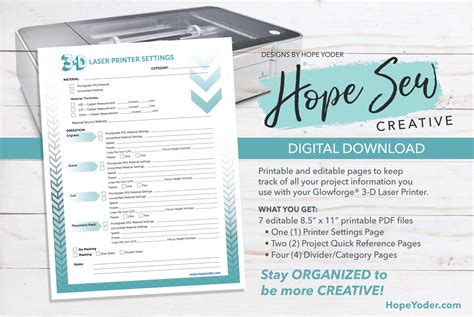Download Glowforge Editable Settings Planner Pages Hope Yoder