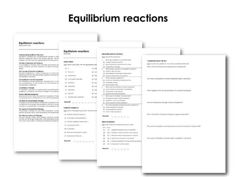 Equilibrium Reactions Infotext And Exercises Teaching Resources