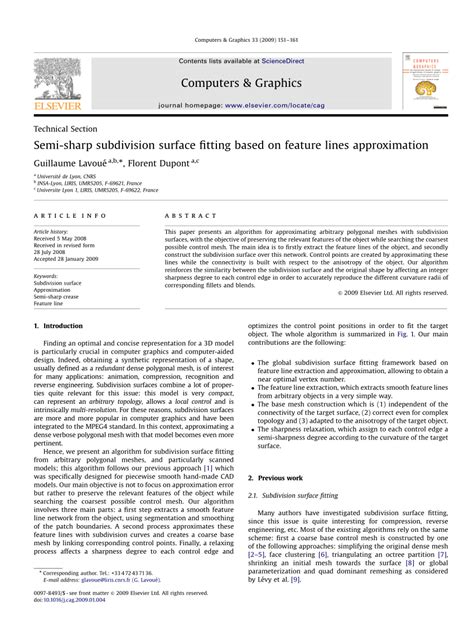 Pdf Semi Sharp Subdivision Surface Fitting Based On Feature Line Approximation