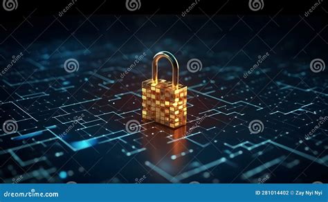 Lock On Circuit Pattern Concept Of Data Security And Cybersecurity Ai