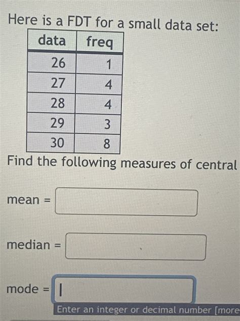 Solved Here Is A Fdt For A Small Data Set Find The Following