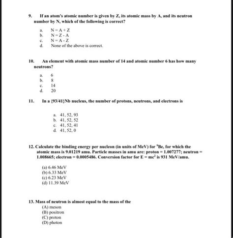 Solved 9 If An Atom S Atomic Number Is Given By Z Its Chegg Com